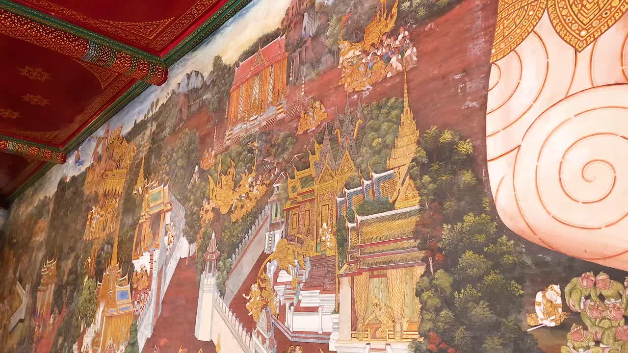 Detailed mural depicting mythical and historical scenes Premium Stock ...