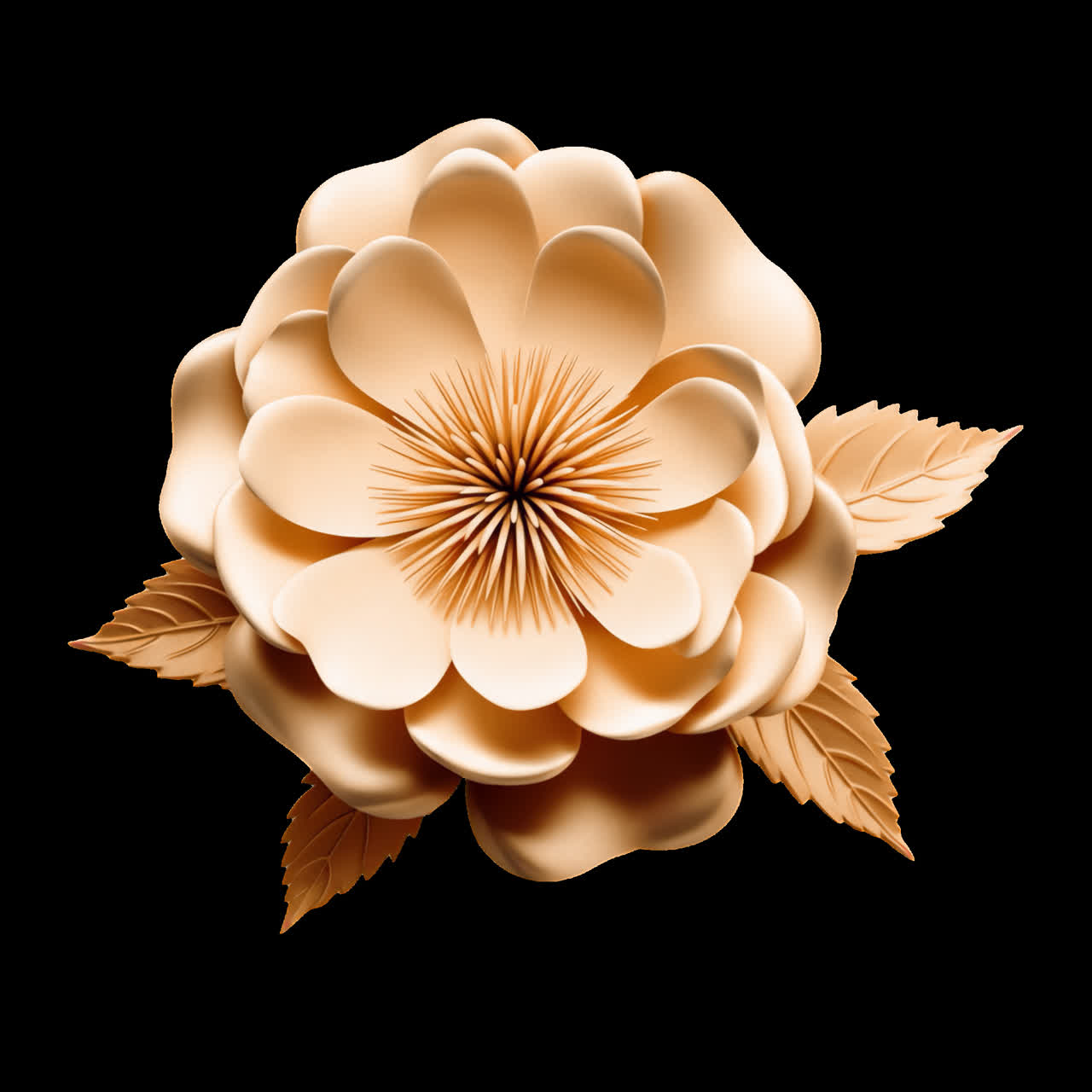 Elegant golden floral design animation isolated asset, transparent 4K ...