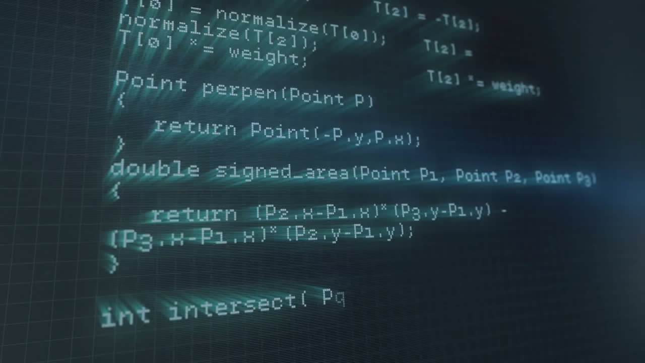 programming code and mathematical formulas animation over digital ...