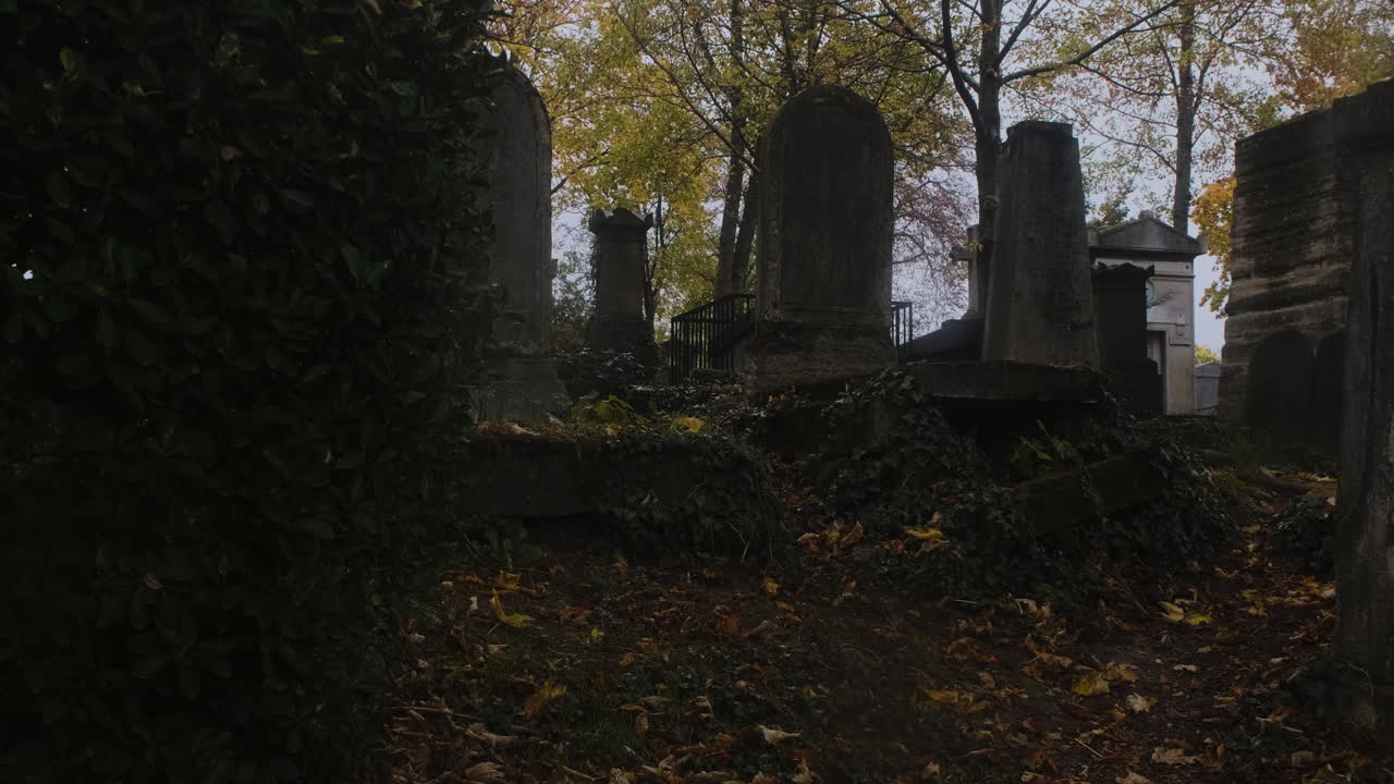 Premium stock video - Old graveyard during a rainy day