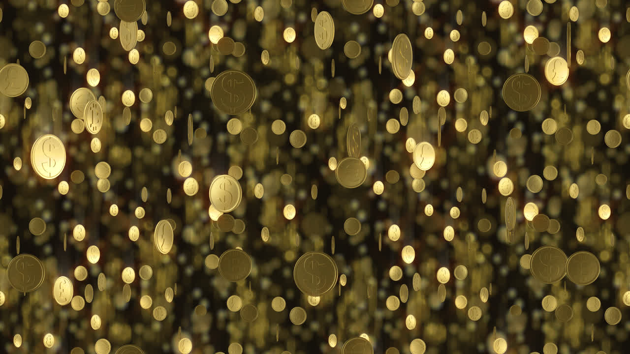 Premium stock video - Money falling loop tile gold background