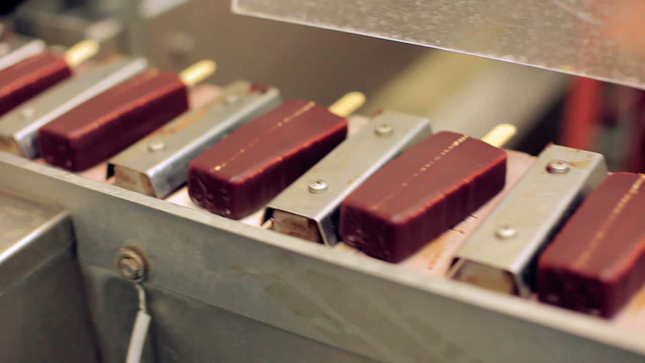 Food Production Line. Food Factory. Chocolate Ice Cream Manufacturing ...