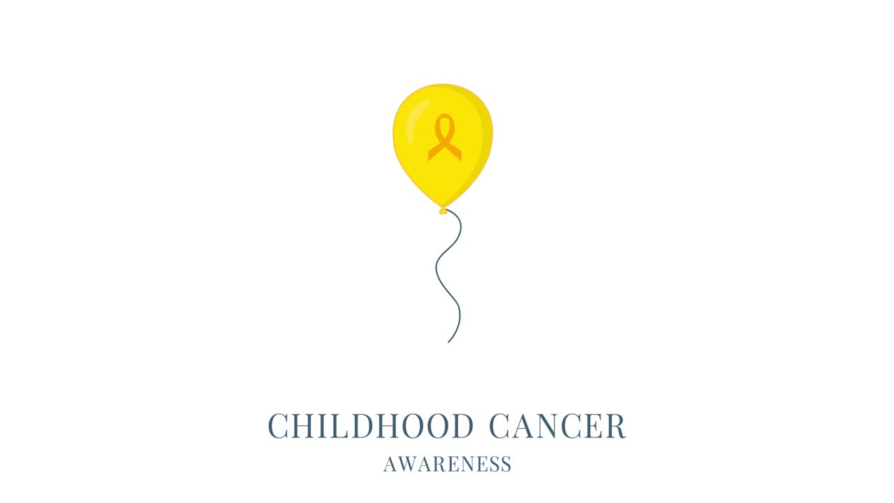 Childhood cancer awareness animation of yellow balloon with ribbon ...
