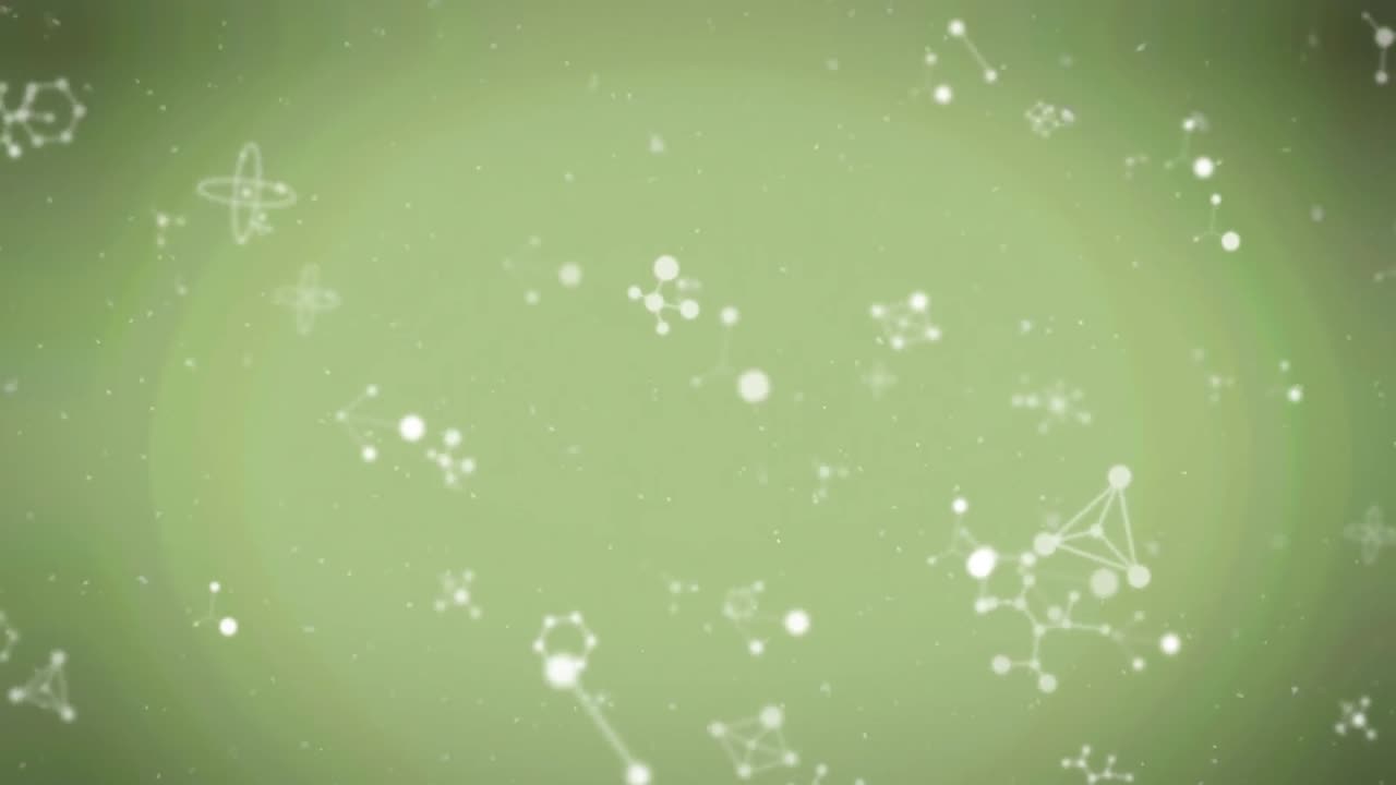 Premium stock video - Animation of molecules floating over green background