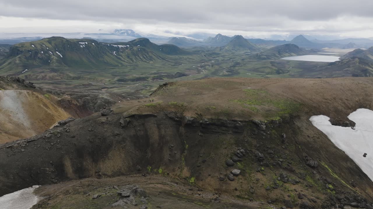 Hikers continuing their trail, Laugavegur mountain part 3, sky orbit ...