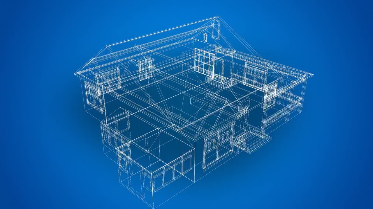 Premium stock video - 3d animated blueprints