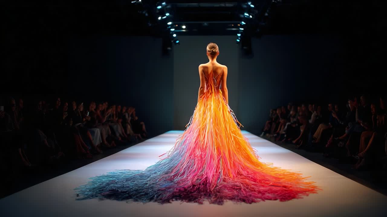 A Dazzling Fashion Moment at the Runway: Showcasing a Stunning Dress ...