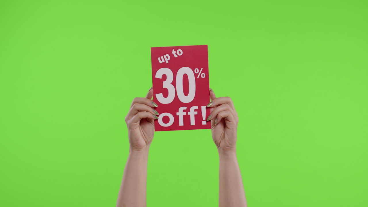 Premium stock video - Up to 30 percent off advertisement inscription on ...