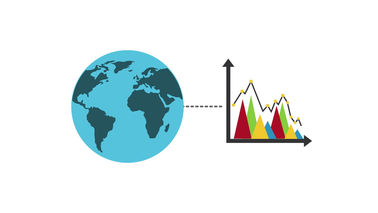 Statistics graphic with world planet earth | Premium Stock Video Footage