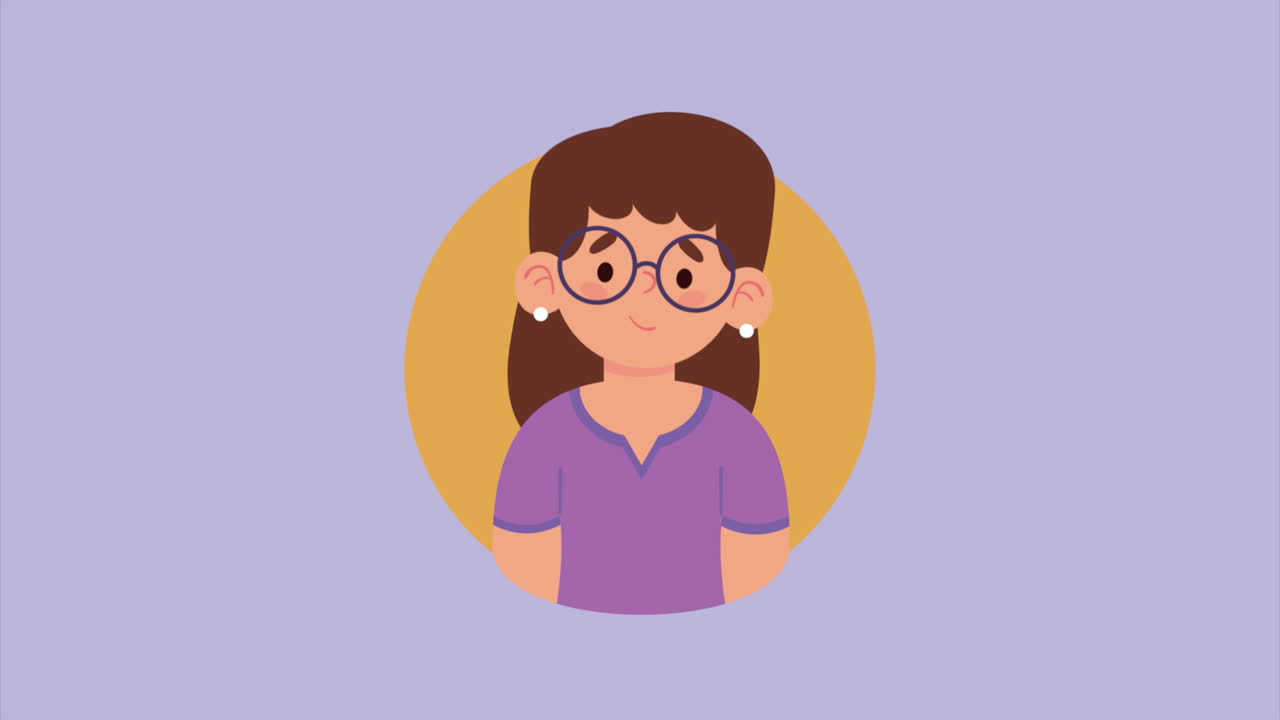 Woman wearing eyeglasses character animation | Premium Stock Video Footage