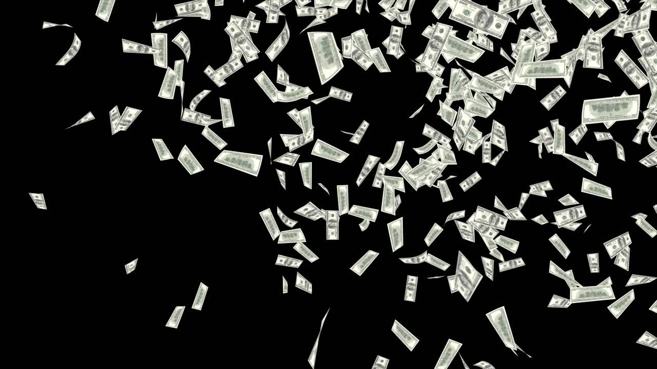Money rain animated 100 dollar bills falling on green screen or chroma ...