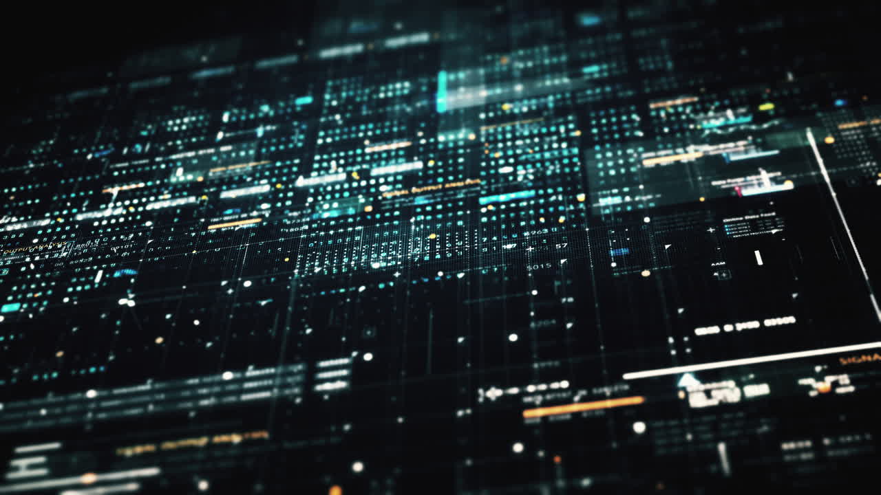 Premium stock video - Advance data matrix, telemetry and encrypt numbers simulation user ...