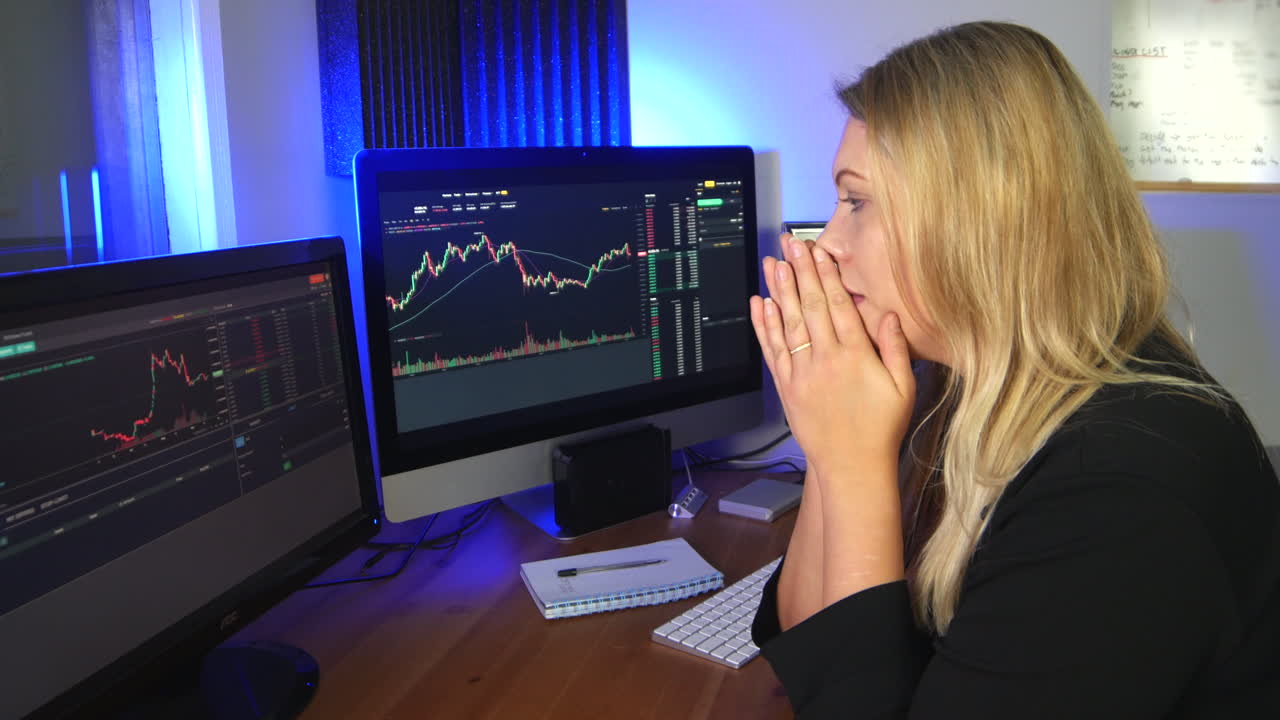 Worried Stock Trader Looking At A Crash On The Charts Free Stock Video ...