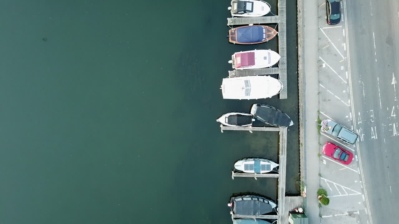 Birds eye view of boats parked on the Henley harbour | Premium Stock ...