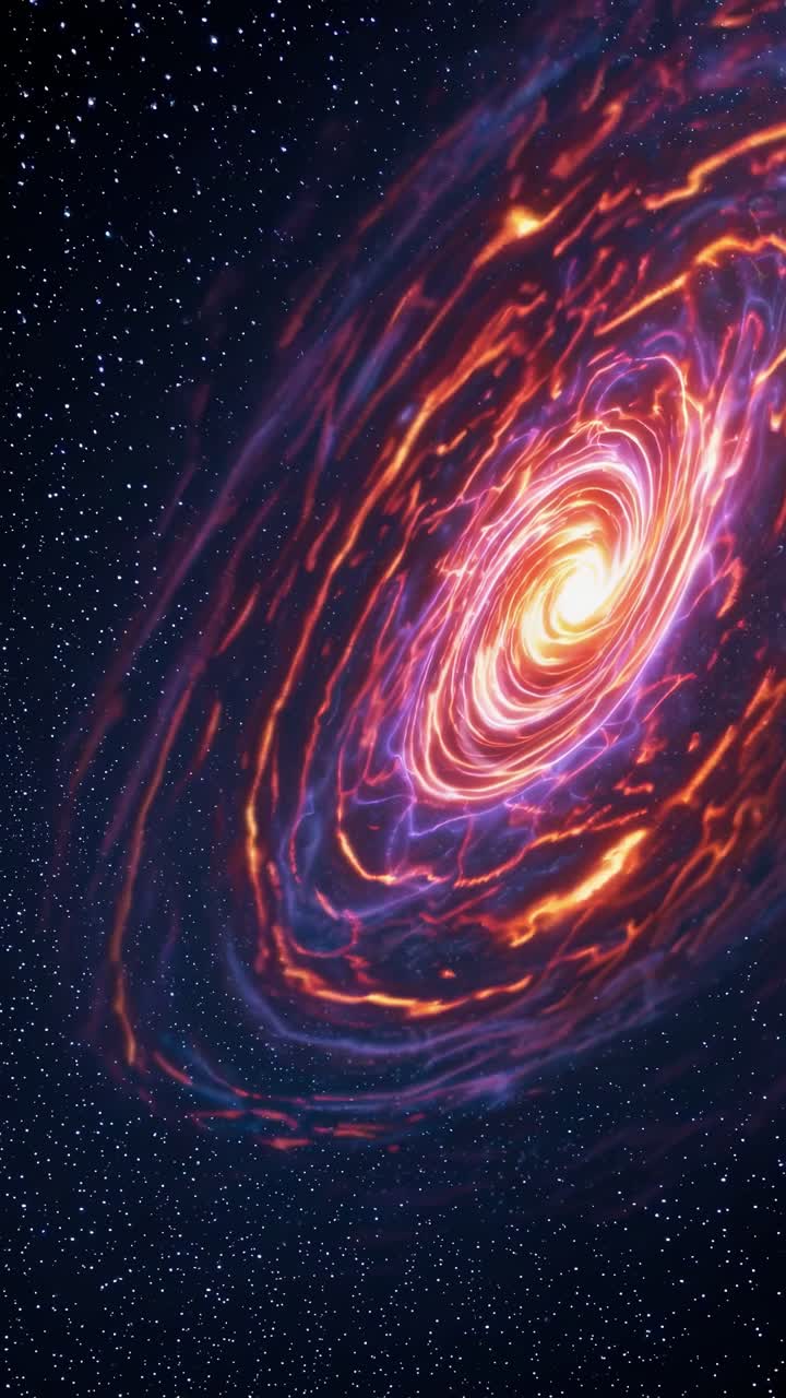 Luminous galactic swirl rotating in deep cosmic expanse, surrounding ...