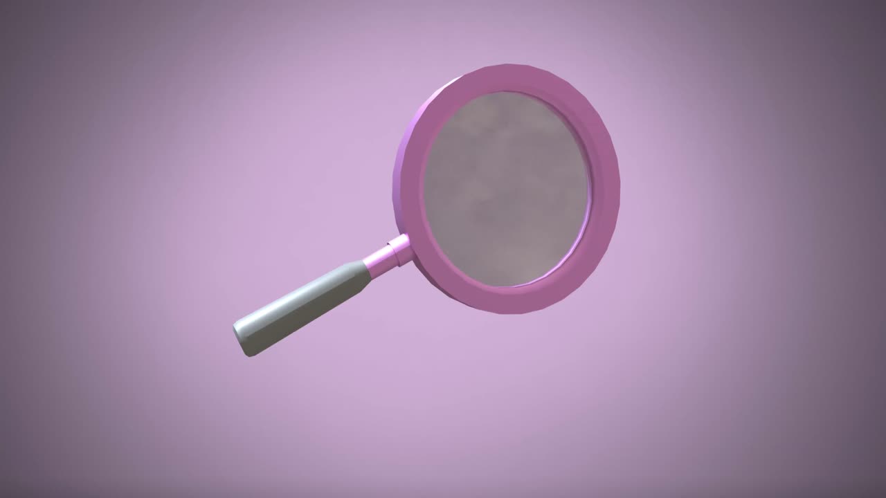 Vídeo Premium - Animación de una lupa girando sobre un fondo púrpura