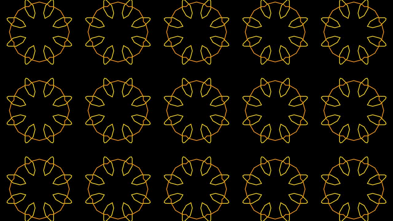 Decorative mosaic animated pattern with yellow and orange thin lines ...