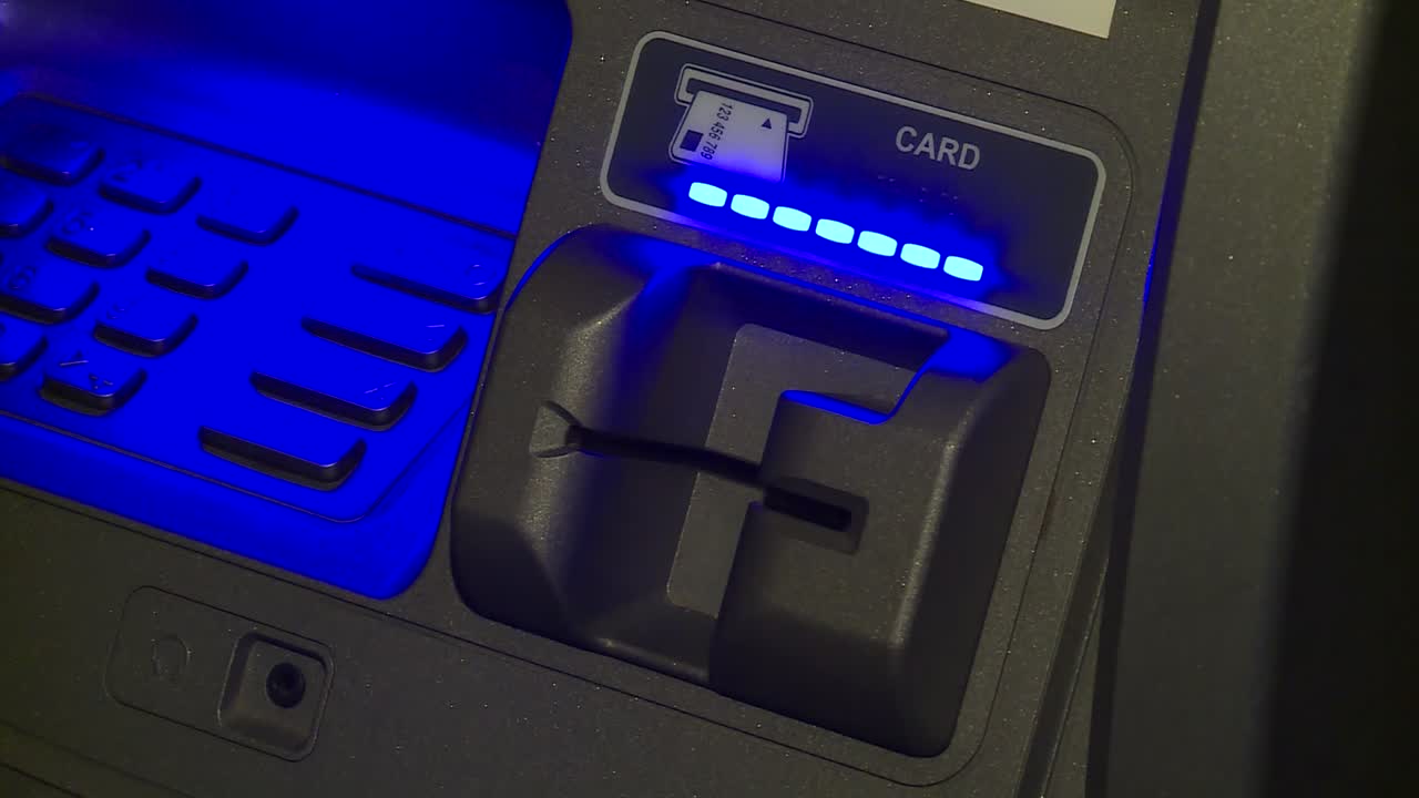 Premium stock video - Atm card insert waiting for card