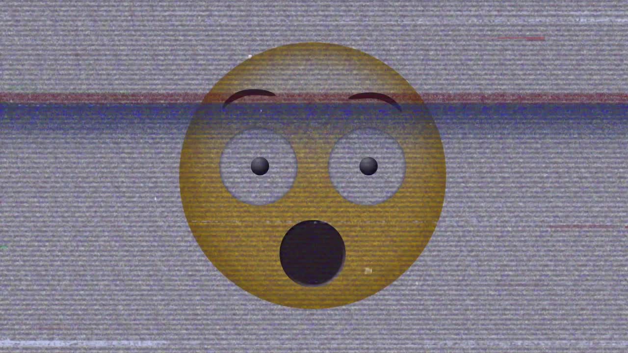 Animation Of Scared Emoji Icon Over Noises On Screen Free Stock Video ...