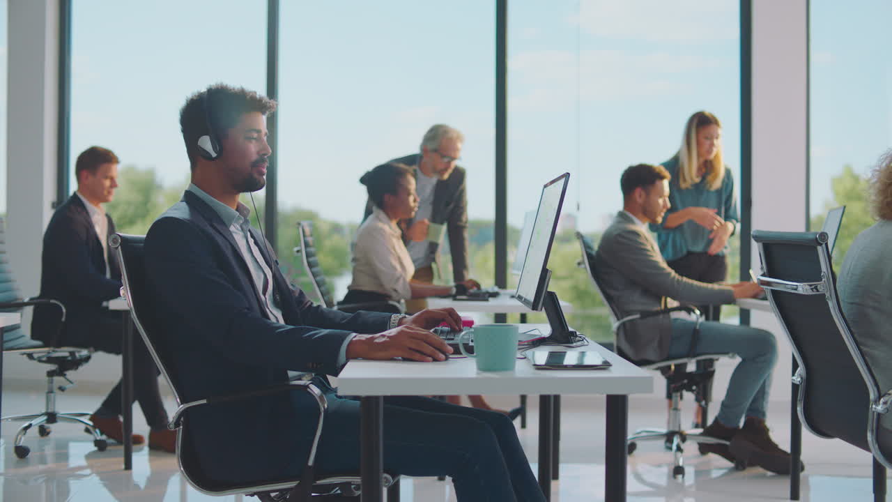 Busy Call Center Team in Action | Premium Stock Video Footage