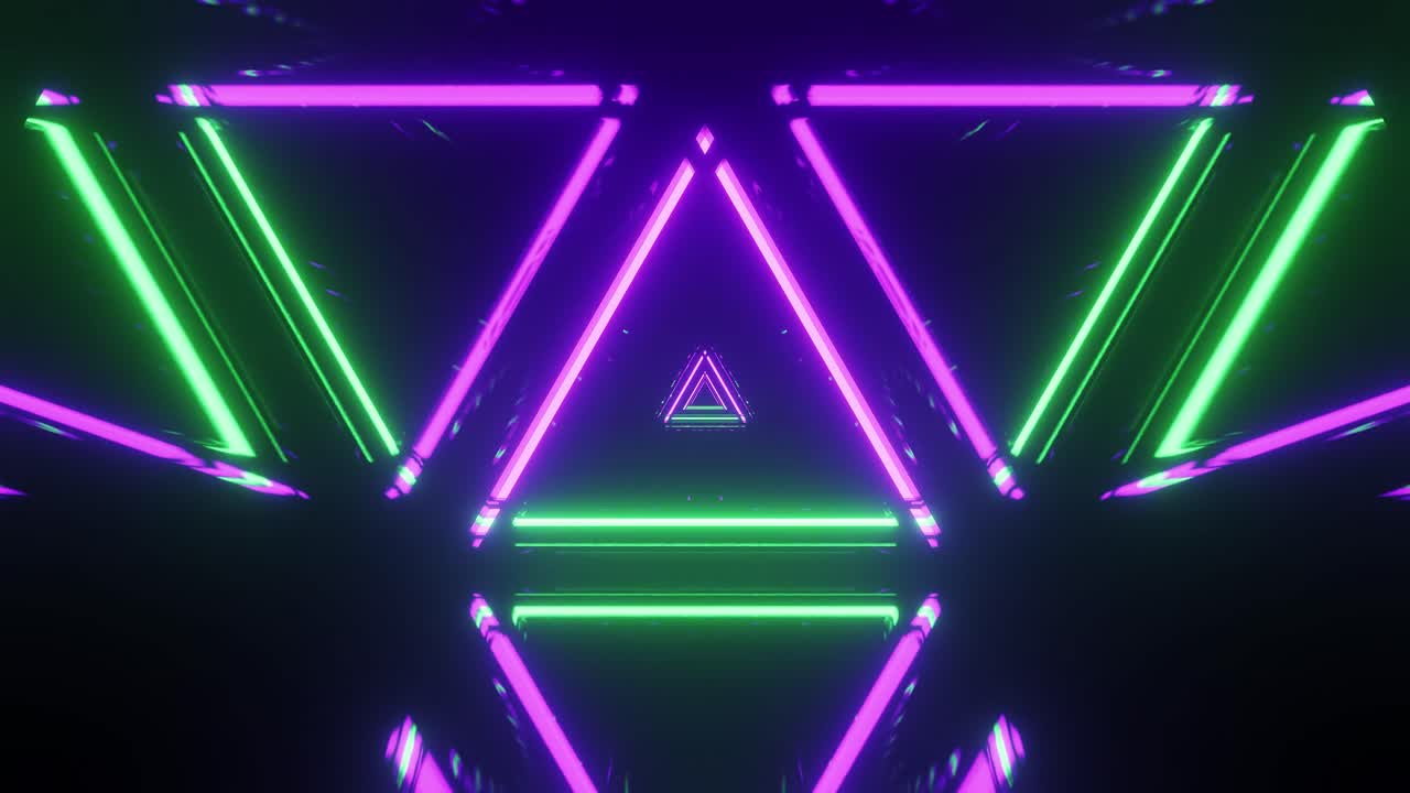 Neon Red Wall And Lights Tunnel, Motion Towards Infinite End Of Hall ...