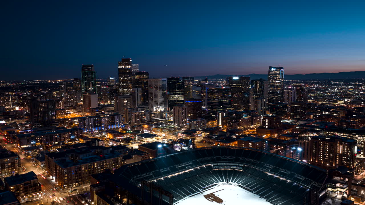 Premium stock video - Aerial hyperlapse of downtown denver at night ...