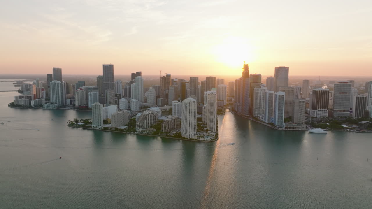 Modern Urban Borough Against Setting Sun. Romantic View Of High Rise ...