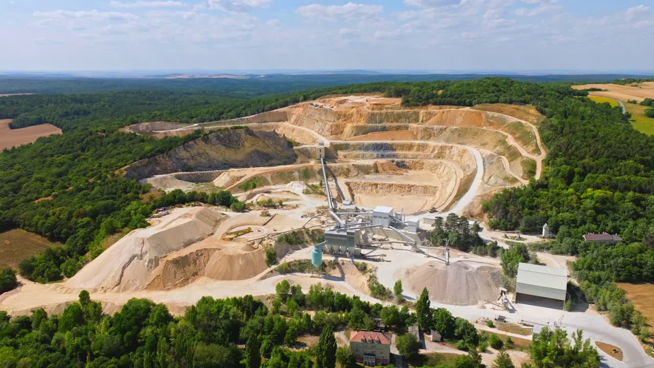 Limestone Quarry And Lime Processing Plant At Daytime - aerial drone ...