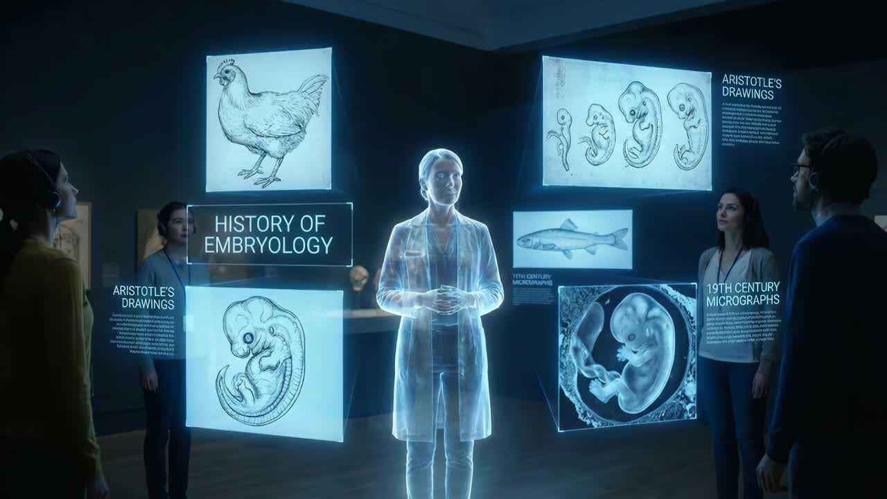 Virtual Embryology Museum Exhibit | Premium Stock Video Footage
