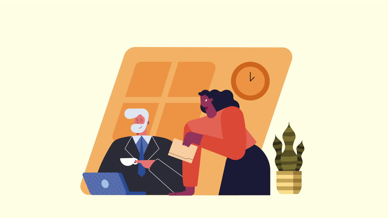 Boss and secretary workers animation | Premium Stock Video Footage