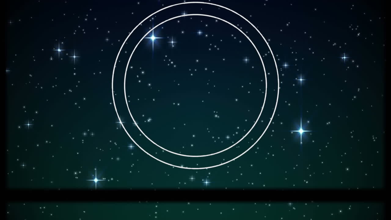 animation of circular scope and slipping frame over glowing stars on ...