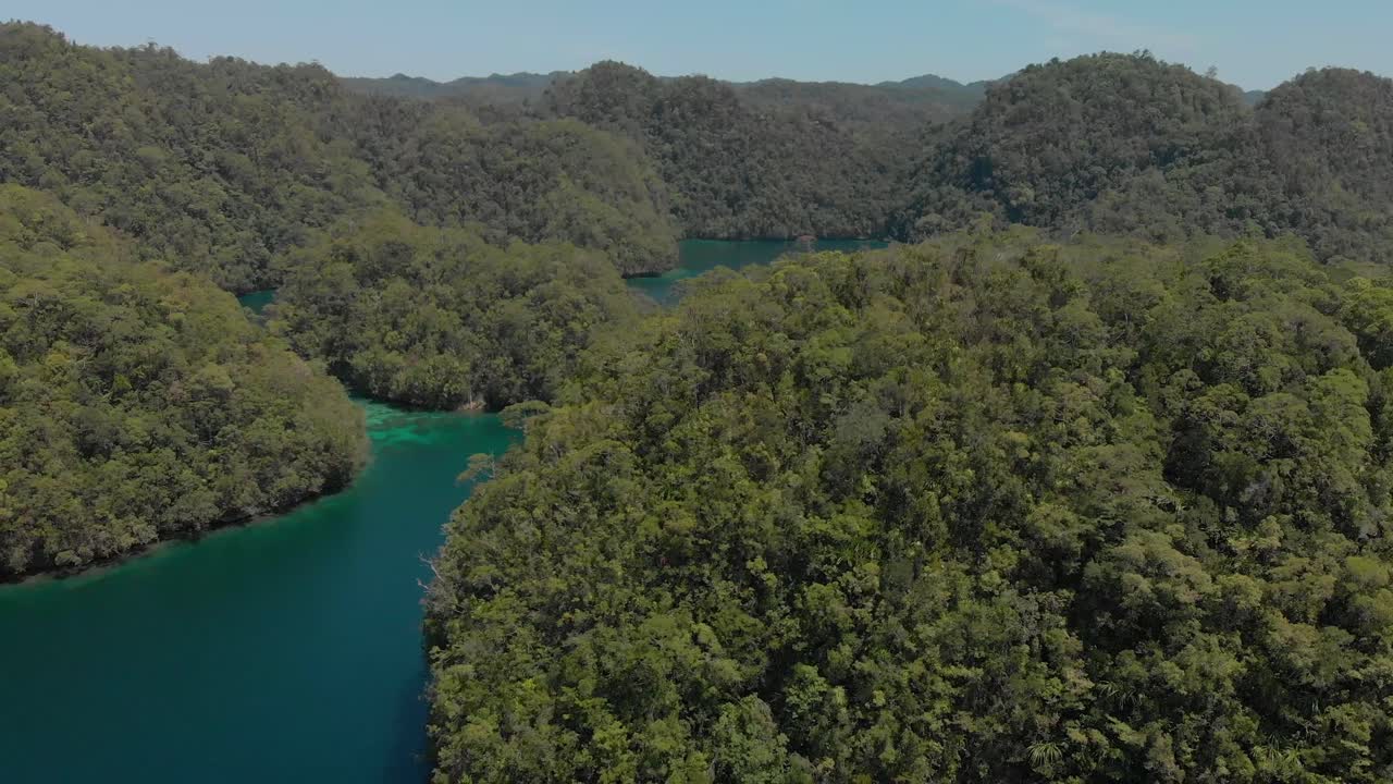 Beautiful Aerial Drone Shot Above Sohoton Natural Park In Siargao ...