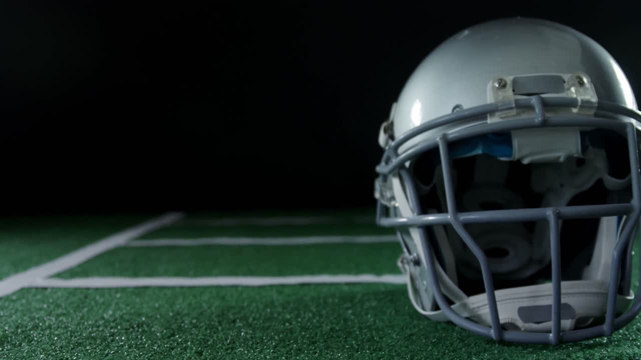 Head gear on artificial turf 4k Premium Stock Video Footage