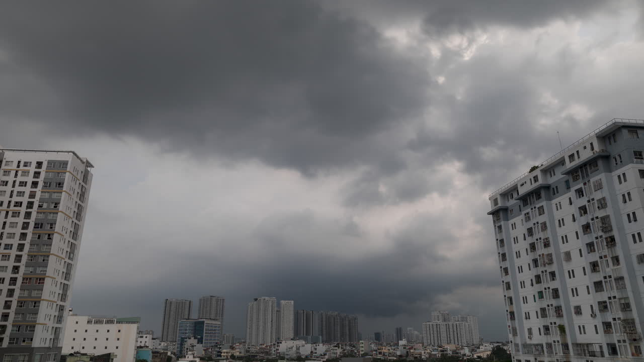 Premium stock video - Heavy tropical storm developing over residential ...