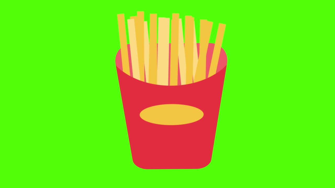 Animation of a box of french fries on a green screen background ...