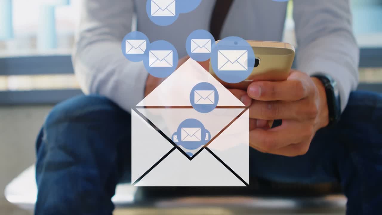 Man sending messages on his phone 4k Premium Stock Video Footage