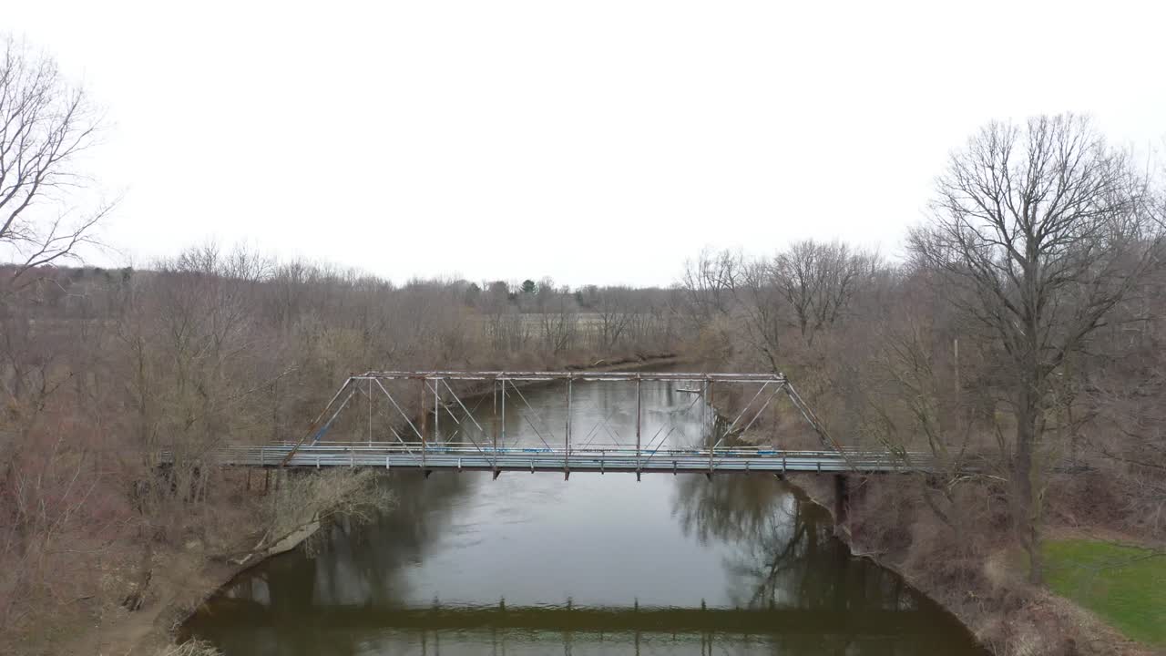 Abandoned Steel Truss Bridge In Burt, Michigan With Drone Video Moving ...