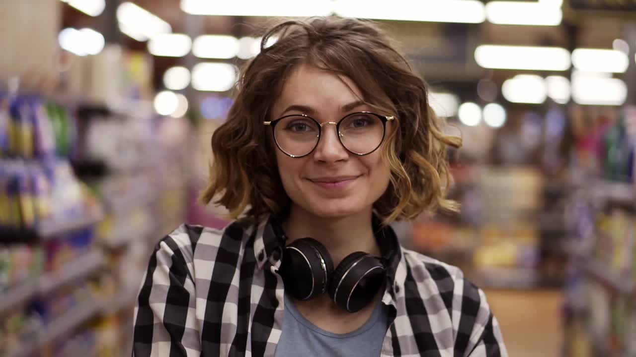 Free stock video - Portrait young woman stands in front of the camera ...