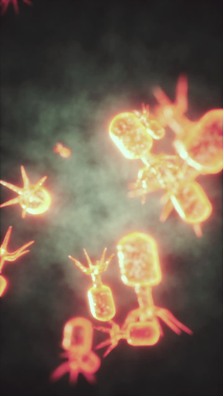 Premium stock video - Microscopic view of bacteria and viruses