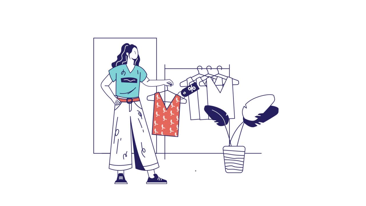 Premium stock video - Shopping discount on clothing sale offer flat 2d ...