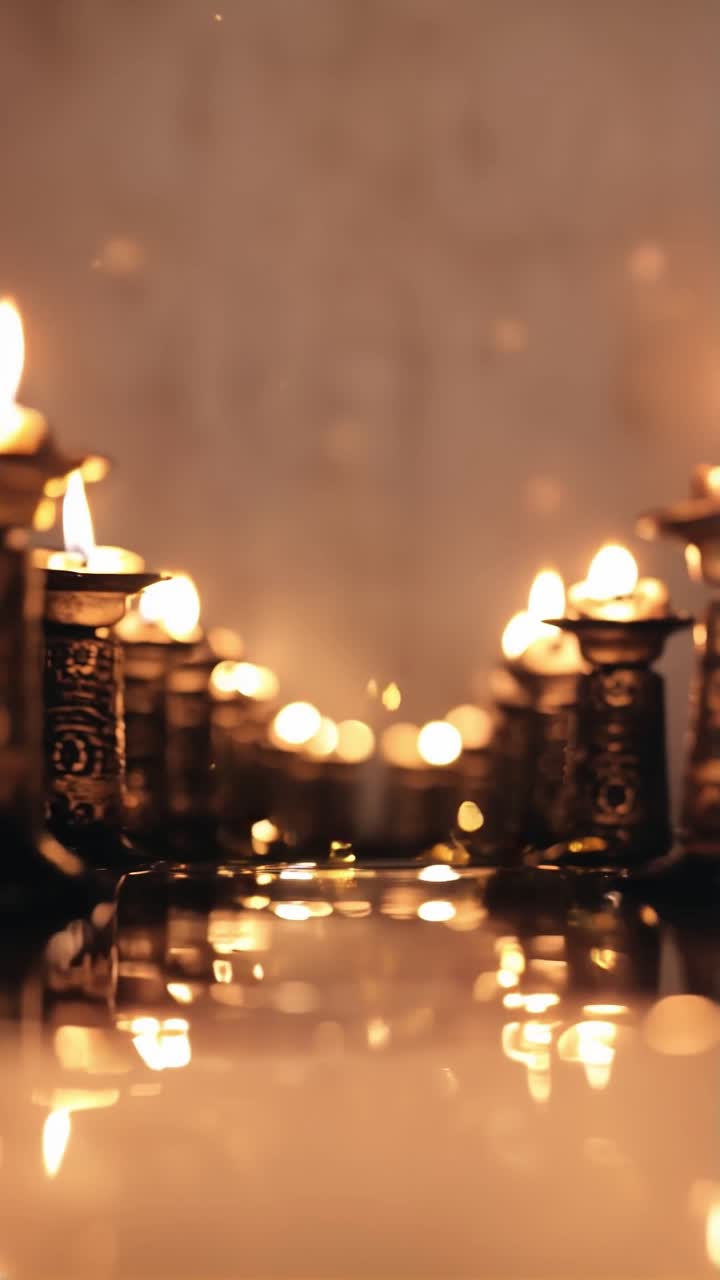 Golden candlelight pathway Premium Stock Video Footage