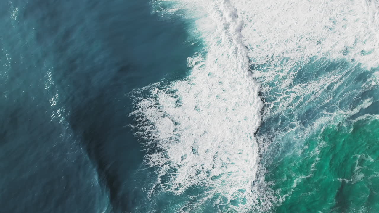 Overhead Stormy Ocean Long Waves Crashing On The Shore | Premium Stock ...