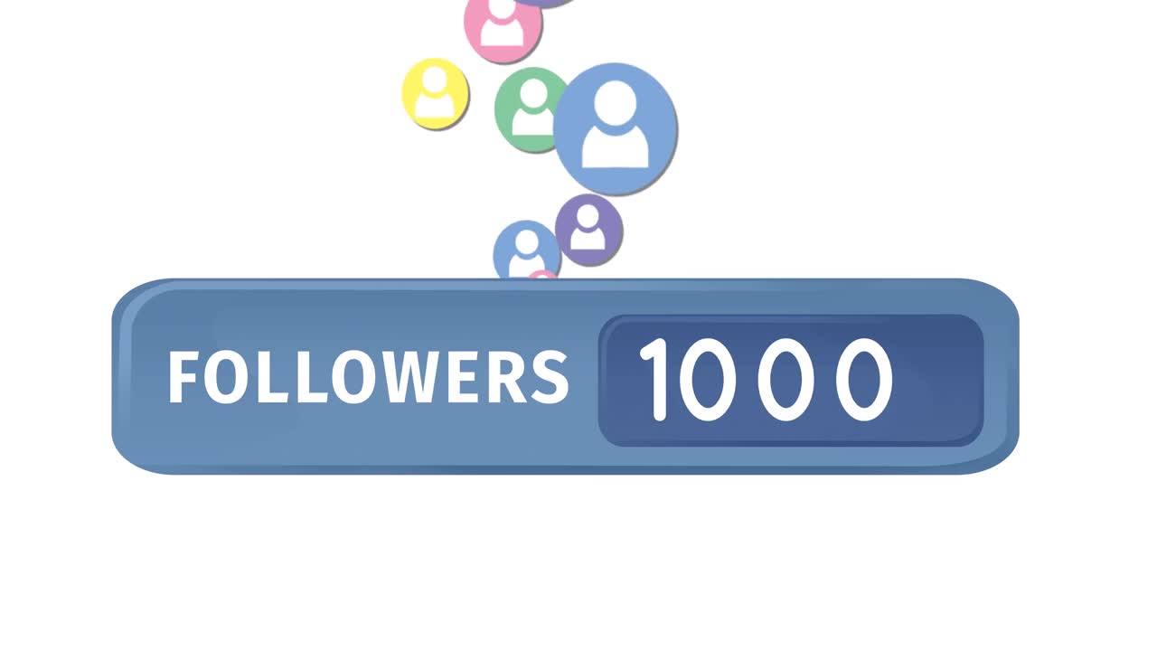 Followers counter with increasing numbers and social media icons moving ...