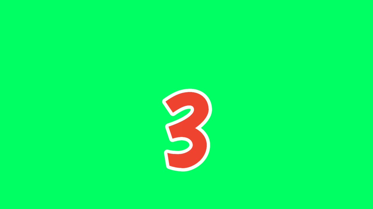 Moving down Cartoon Number 3 three animation green screen.flat design ...