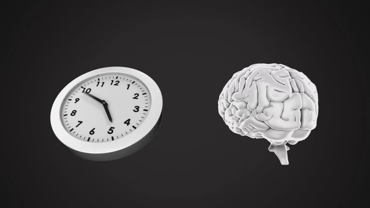Premium stock video - Clock ticking and brain rotating