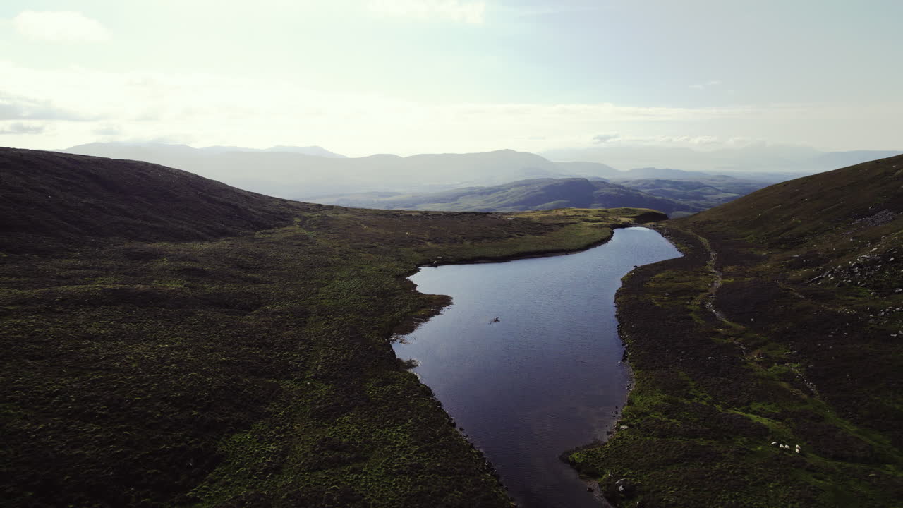 Beautiful Aerial Of Irish Highlands With A Lough Free Stock Video ...