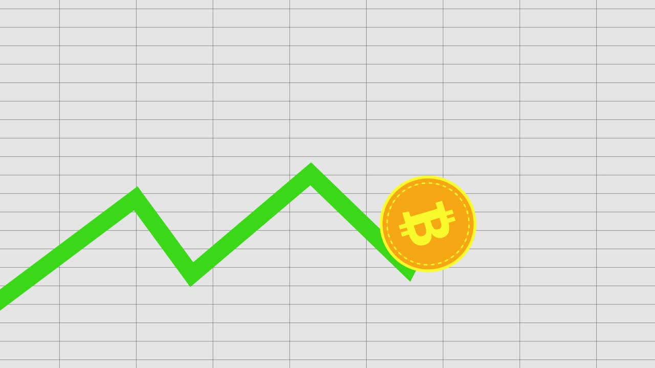 Premium stock video - Bitcoin price graph rising. 2d animation