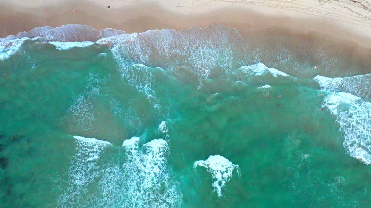 Moving To The Right Aerial Top Down Drone Shot Of The Beach And Ocean ...