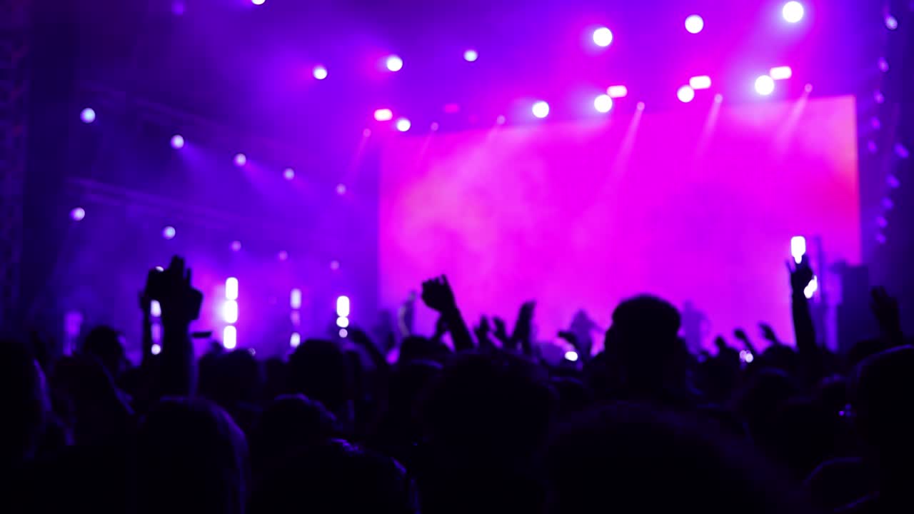 Premium stock video - Night concert: singer and band performing on an ...