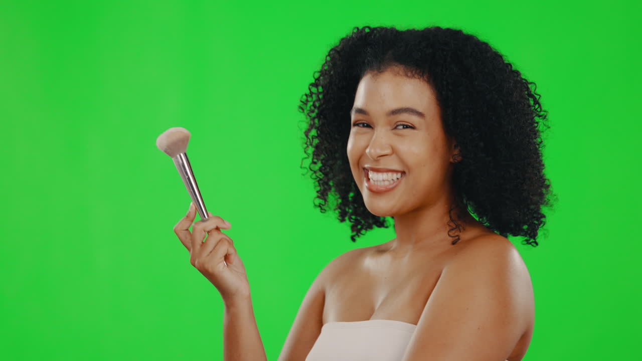 Green screen, makeup and woman blowing Premium Stock Video Footage
